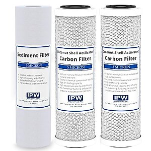 Replacement Filter Kit Compatible with Krystal Pure KR10 RO System - Includes Carbon Block Filters & Polypropylene Sediment Filter