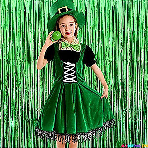4 Pack Green Foil Fringe Curtain Backdrop, 3.3Ft x 9.8Ft Metallic Tinsel Foil Fringe Streamers Curtains for Photo Booth, Wedding, Thanksgiving, Birthday, Christmas, Halloween Party Decoration