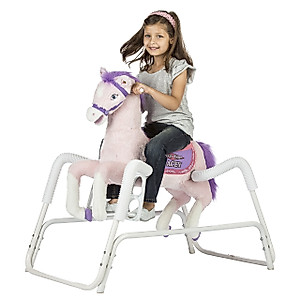 Rockin' Rider Lacey Talking Plush Spring Horse,White, Large