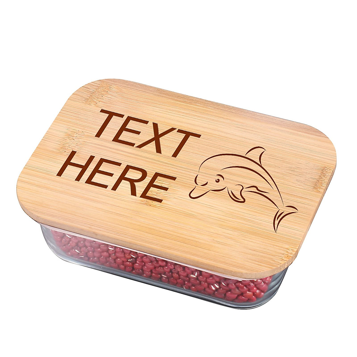 NGTSFLY Glass Food Storage Containers with Bamboo Lids, Custom Engraved Lids - Airtight, Glass Meal Prep Containers (12.5 oz / 370 ml)