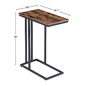 HOOBRO C Side Table, Set of 2, Portable Laptop Holder Snack Table, Heavy-Duty Sofa Side Table, Wood Look Accent Table, Space Saving in Living Room, Bedroom, Rustic Brown and Black BF02SFP201