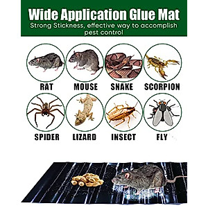 SEEKBIT 6 Pack Rat Sticky Traps, Black Fabric Material Catching Mouse Glue Trap for Mice and Rats, Enhanced Stickiness Trapping Pads Work for Snakes Spiders Roaches House - 47.2x11