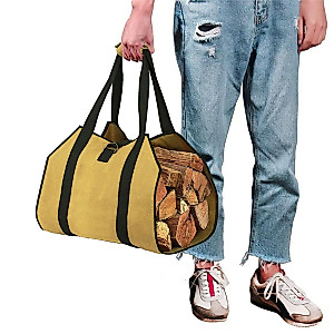 ALOTOA Firewood Carriers,Canvas Log Carrier Bag,Outdoor Wood Racks,Fireplace Stove Accessories,Extra Large Firewood Holder with Handles for Camping
