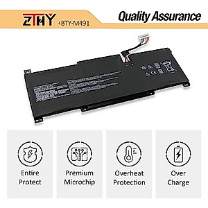ZTHY BTY-M491 Laptop Battery Replacement for MSI Modern 15 A10M A10M-028DE A10RAS A10RAS-076FR A10RB A10RB-041TW A10RD A11M A11SB A4M A4MW Summit B15 A11M Stealth 15M 11.4V 52.4Wh (White Connector)