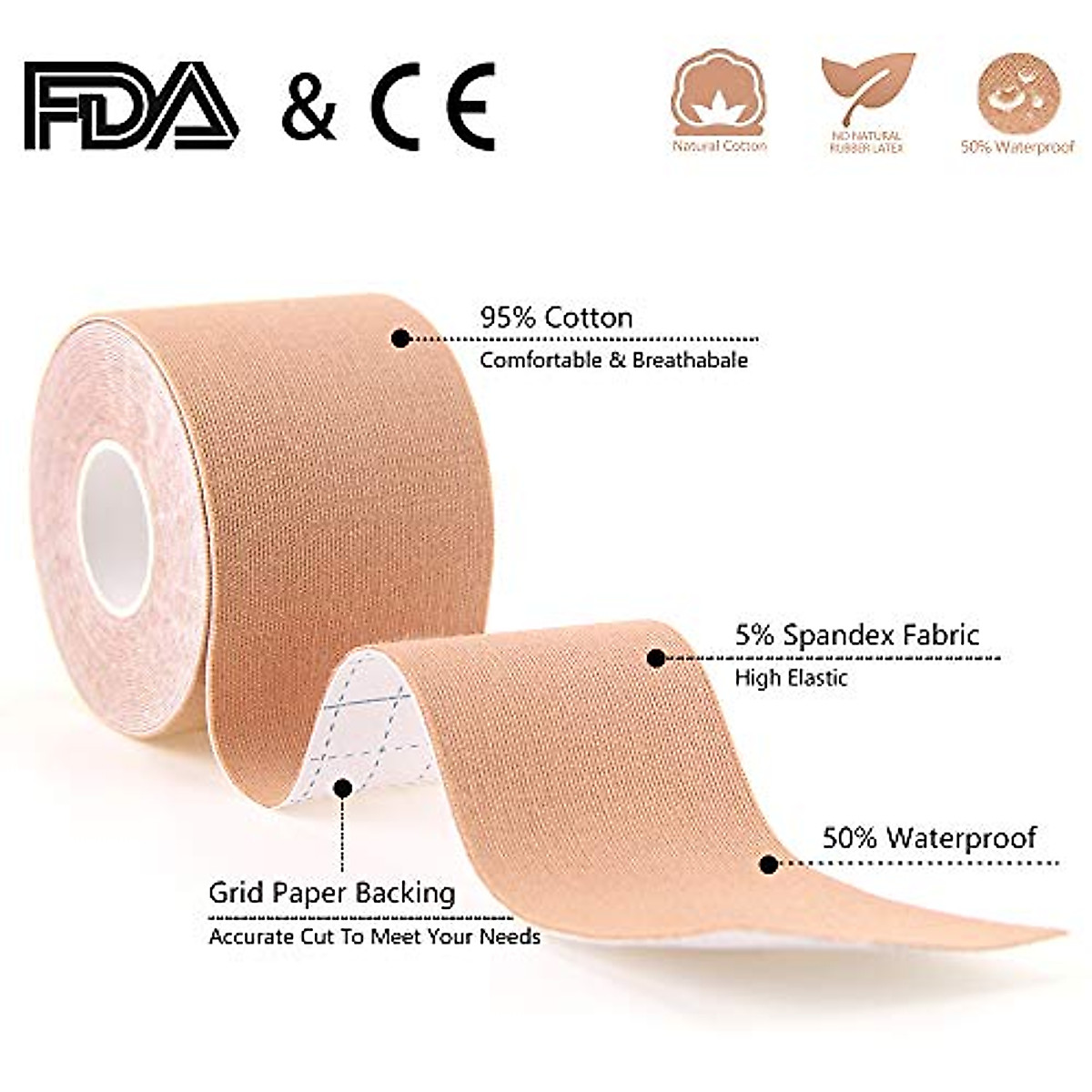 AUPCON Kinesiology Tape Elastic Kinesiology Therapeutic Athletic Tape Hypoallergenic Breathable Cotton Sports Muscle Tape Therapy Recovery Support for Knee Shoulder Ankle Elbow Shin Neck Splints