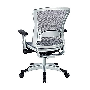 Space Seating 317 Series Executive Light Air Grid Office Chair with Breathable Mesh Back, Lumbar Support, 2-to-1 Synchro Tilt Control and Adjustable Tension, Platinum Finish