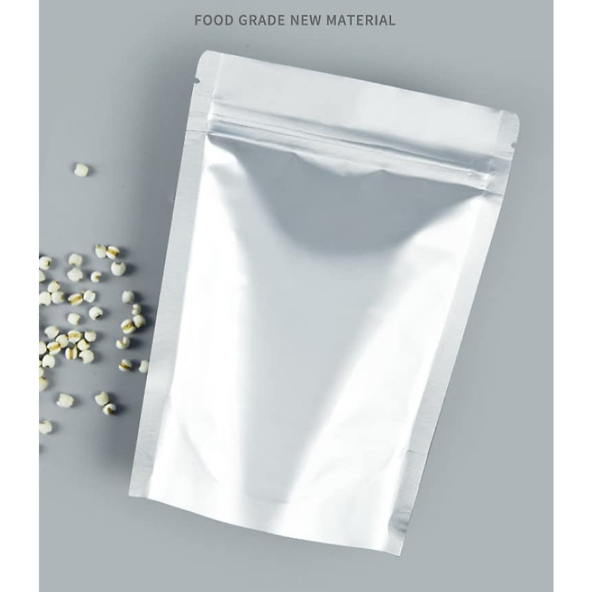 50 Mylar Bags for Food Storage, Mylar Bags 1 Quart 7"x10"- Thick 10 Mil, Stand-Up Vacuum Sealing Sealable and Ziplock Resealable Bags - Odor Free Heat Resistant, Airtight Food Storage Foil Bags