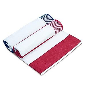 Terry Cabana 100% Cotton Bath Towels, Quick Dry Set of 6 Pack, (30" x 60")- Cabana Stripe - Microfiber Large Towel for Pool, Bath, Sport, Yoga, Camping, Swimming, Highly Absorbent, Light Weight & Soft