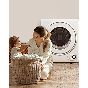 Feelfunn 110V Portable Dryer – 850W Compact Clothes Dryer with 4 Automatic Drying Modes, Stainless Steel Tub, Simple Control Knob for Apartments, Dorms & Small Spaces