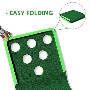 SPRAWL Golf Putting Mat Golf Practice Green 11.5 Feet Golf Pong Game 12 Holes Mat with 4 Balls for Indoor Short Game Office Backyard Use