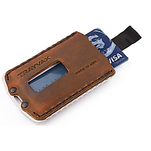 Trayvax Ascent Wallet, RFID Front Pocket Money and Credit Card Holder, Minimalist Slim Leather Metal Wallet for Men and Women, Raw Tobacco Brown