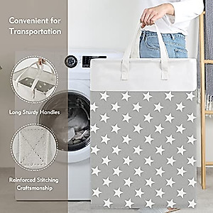 Lifesela 2-Pack Large Laundry Basket, 80L Collapsible Laundry Hamper with Extended Handles, Waterpoof Clothes Hampers for Laundry, Freestanding Tall Laundry Bin for Bedroom, Bathroom, Dorm, Grey