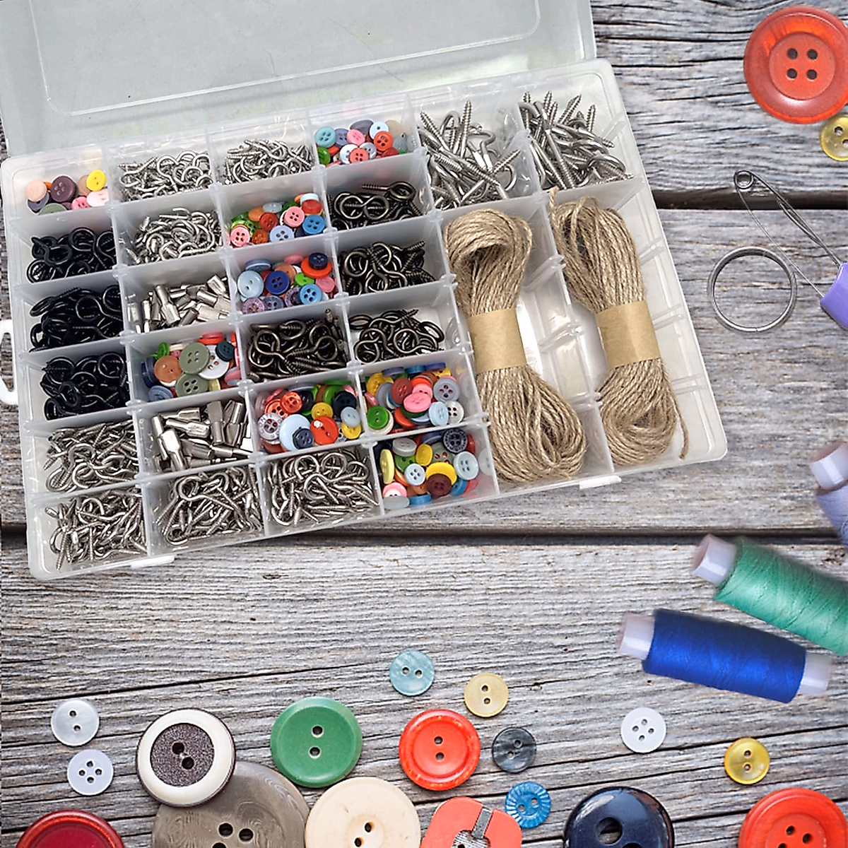 4 Pack Plastic Organizer Container Box, 36 Grids Clear Plastic Parts Organizer Box, for Beads, Art DIY, Crafts, Jewelry, Fishing Tackle with Label Stickers