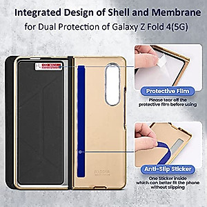 NINKI Compatible Magnetic Leather Case for Samsung Galaxy Z Fold 4 Case with Screen Protector and Stand 2022 Luxury Business Protective Samsung Z Fold 4 5G Phone Case with S Pen Holder Women- Red