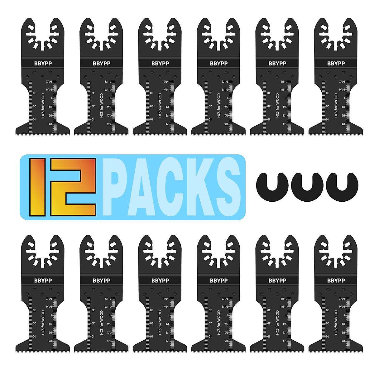 12pcs Oscillating Saw Blades, 1-3/4 Inch Professional Universal Multitool Blades for Wood Plastic Soft Metal, Quick Release Durable Oscillating Wood Saw Blades Fit Most Models