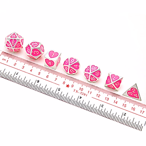 DND Metal dice Set, Heart-Shaped Pink Polyhedron 7-Piece Set, Suitable for Dungeon and Dragon RPG MTG or Board Game D &D Pathfinder, etc.