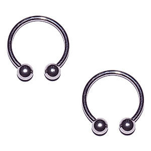 Painful Pleasures 2x Pieces 12 Gauge 12g 316L Stainless Steel Circular Barbell Horseshoe Septum Nipple Ring Earring Piercing Body Jewelry Inch Set of 2 (12g-3/4 Diameter-6mm Ball)