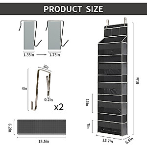 clbutge Over The Door Organizer, 5 Shelf Clear Hanging Storage with 5 Large Pockets 10 Mesh Side and 3 PVC Pockets, Heavy Duty Baby Organization for Pantry, Nursery, Bedroom, Stuffed Toys (Black)