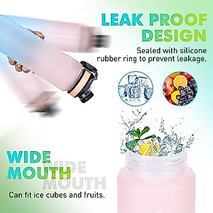 SUPPRUI Water Bottle 34 oz,Motivational Drink Bottle with Time Marker,Leak-proof Drink Bottle BPA Free Non-Toxic for Running,Cycling & Gym (Yellow)