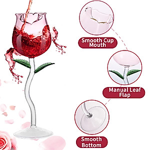 INFTYLE Rose Wine Glasses Set of 2 Creative Wine Goblet Champagne Flutes Classy Red Wine Glass, Ideal Gifts for Housewarming, Wedding, Birthday Celebrations