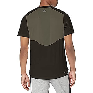 adidas mens Activated Tech Tee Black/Grey Large