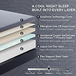 MLILY EGO Copper Full Memory Foam Mattress 12 Inch, Copper Gel Infused Mattress Bed in A Box CertiPUR-US Certified Made in USA, Medium Plush, 54”x75”x12”, Darkgray