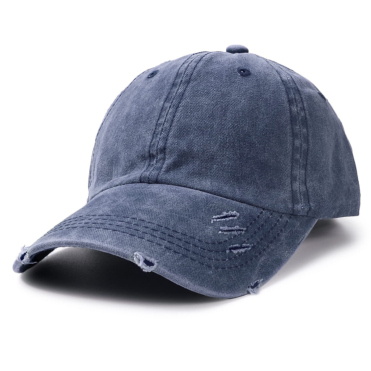 Lvaiz Distressed Baseball Cap Dad Hats for Women Men Vintage Washed Cotton Trucker Hat Adjustable Low Profile Ball Caps Navy Blue