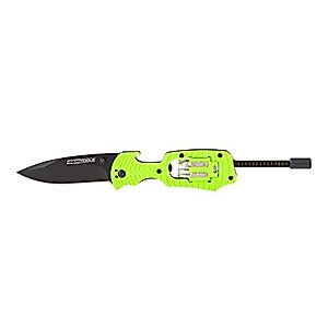 OEMTOOLS 25541 Cut and Drive Multi Tool, Drop Point Knife, Screwdriver, Bit Set, Ruler, and Bottle Opener, EDC, Contractor, HVAC Tool, Green and Black