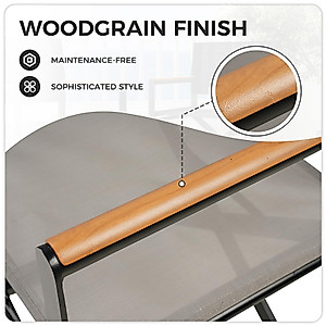 Grand patio Extra-Wide 2-Pack Directors Chairs, Folding Dining Chair Set of 2 with Sling, Woodgrain Armrests, Outdoor, Black