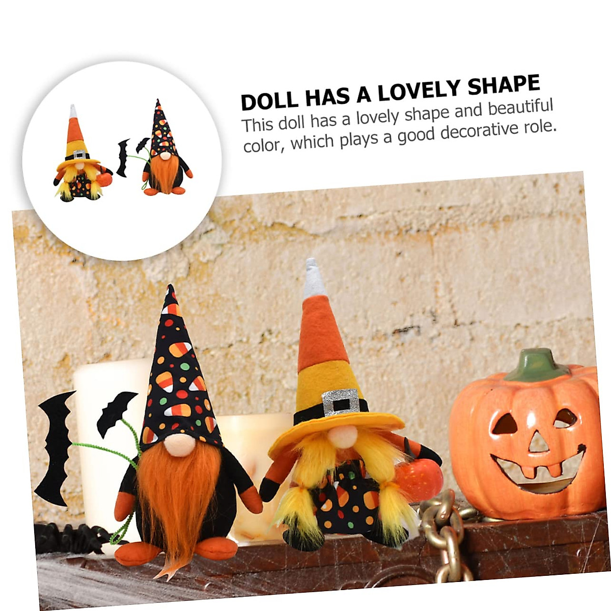 Abaodam 2pcs Halloween Gnomes Plush Elf Decoration Scandinavian Gnome Doll Ornament for Tiered Tray Decor Halloween Party Favor Trick or Treat