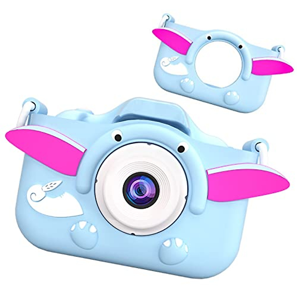 SLSFJLKJ Video Camera for Children with Fun Games, Kids Digital Camera with Special Effects, Rechargeable Battery, Ideal for Boys and Girls Age 3 4 5 6 7 8 9 10 Year Old (Blue Elephant 8G)