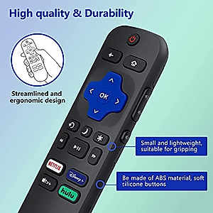Amtone New Replacement Remote for Hisense ROKU Smart TVs with Netflix Disney Hulu VUDU Keys fits for 50H4 55H4 48H4 40H4 R6070 50R7E 32H4C 32H4D 32H4E (Netflix/Disney+/Apple TV+/hulu)