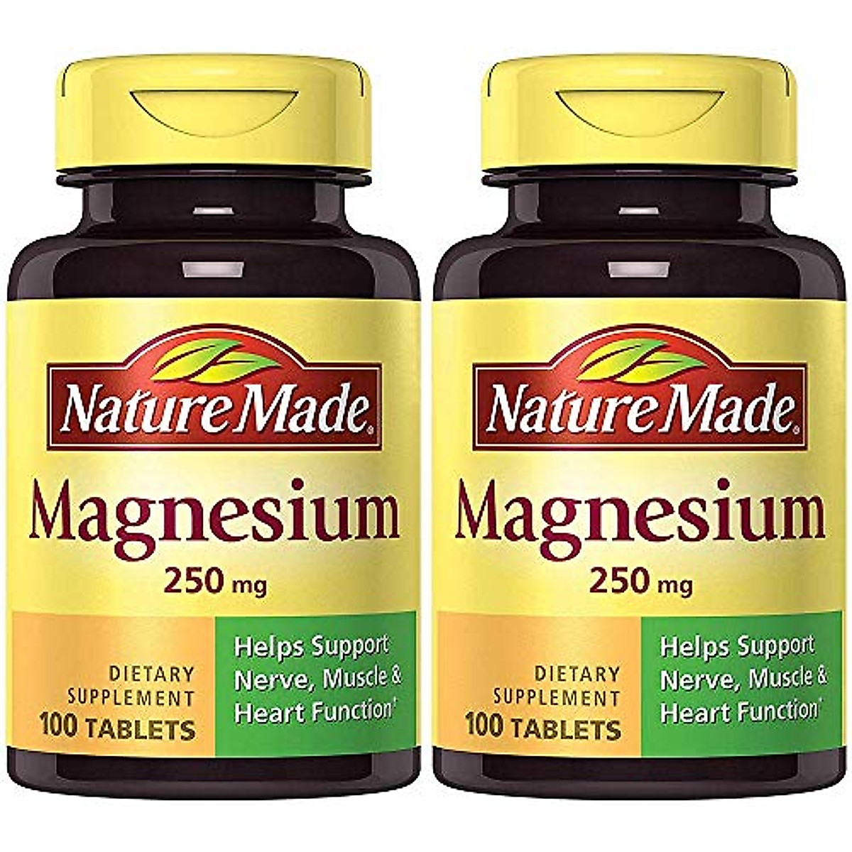 Nature Made Magnesium (Oxide) 250 mg, 100 Tablets (2 Bottles)