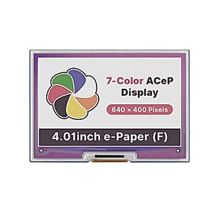 waveshare 4.01inch Colorful E-Paper E-Ink Display HAT Compatible with Raspberry Pi 4B/3B+/3B/2B/B+/A+/Zero/Zero W/WH/Zero 2W Series Boards 640×400 Pixels ACeP 7-Color SPI Interface