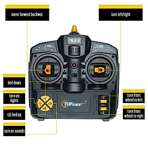 Top Race Remote Control Dump Truck Toy - 1:14 Scale Heavy-Duty Construction Vehicle with 7 lb Load Capacity, Strong Engines and Rubber Tires - RC Dump Truck for Kids - Realistic Construction Fun