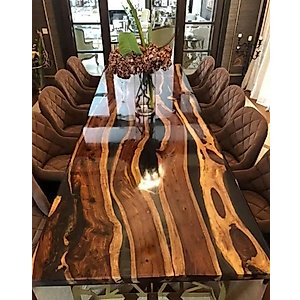 Personalized Large EPOXY Table, Resin Dining Table for 2, 4, 6, 8 River Dining Table Top, Wood Epoxy Coffee Table Top, Living Room Table (28.5" Inches Tall, 72 x 48 Inches)