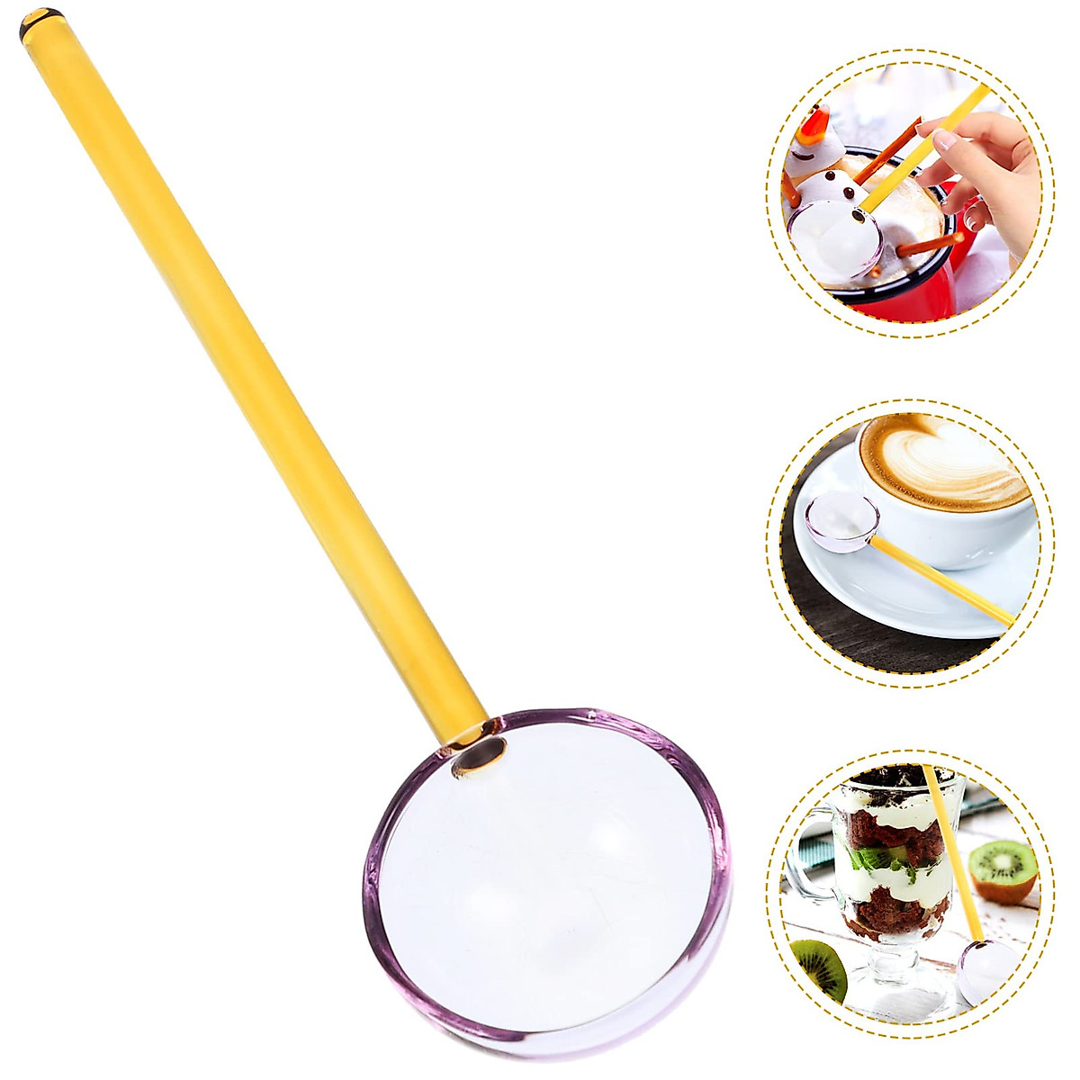 CALLARON Clear Spoons Glass Spoon Espresso Spoons Teaspoon Stirring Spoon Rod Handled Coffee Stirrers Mixing Spoon for Salt Sugar Tea Coffee Cocktail Cold Drink Glass Spoons