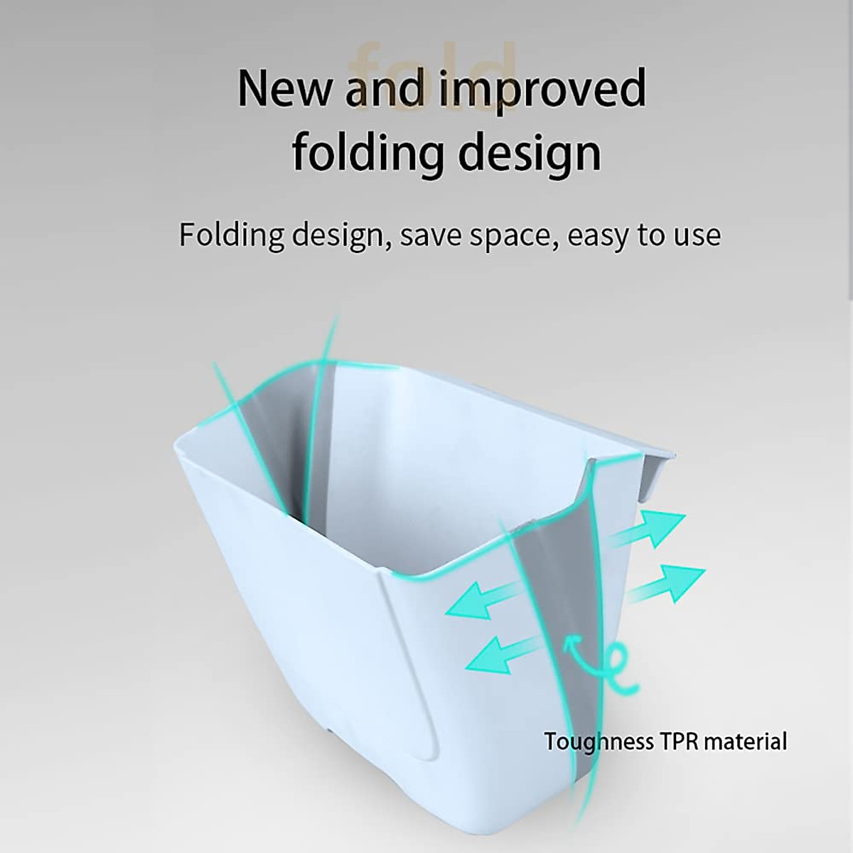 Small Hanging Trash Can Plastic Foldable Garbage Can Collapsible Kitchen Waste Bin with Three Rolls of Garbage Bags for Kitchen/Cabinet/Bedroom/Bathroom,3L(Blue)