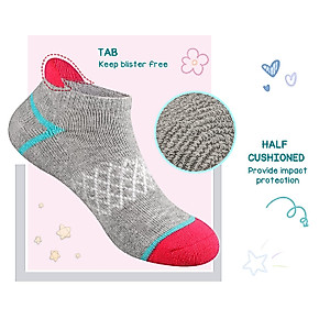 Comfoex 12 Pairs Girls Socks Ankle Athletic Socks Cotton Sports Socks With Cushioned Sole For Big Little Kids