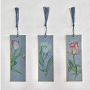 SQ058 Hmayart Chinese Traditional Style DIY Xuan Paper Shikishi Blank Bookmarks with Colorful Tassels for Sumi-e and Ink Artworks 10 Sheets