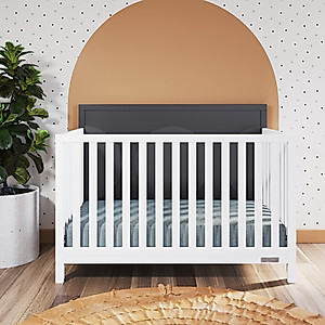 Child Craft Orbit 4-in-1 Convertible Crib, Baby Crib Converts to Day Bed, Toddler Bed and Full Size Bed, 3 Adjustable Mattress Positions, Non-Toxic, Baby Safe Finish (Ebony/Matte White)