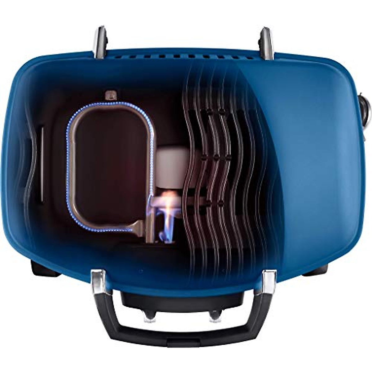 Napoleon TravelQ 285 Portable Gas BBQ Grill, Propane, Blue Lid - TQ285-BL-1 – Two Burners, Cast Iron Cooking Grids, Ideal for Camping & Tailgating