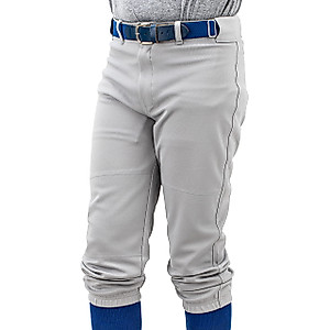 Franklin Sports Youth Baseball Knicker Style + Knee High Softball Pants for Kids - Boys + Girls with Belt Loop - Grey - Youth Small