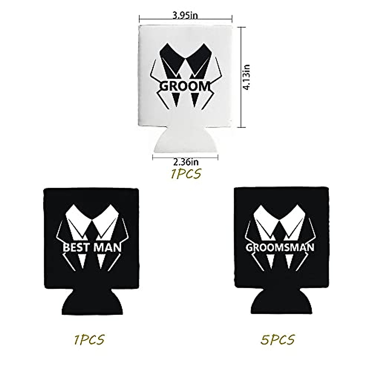 LADY & HOME Set of 7 Groom and Groomsmen Can Coolers, Groomsmen Proposal Can Sleeve Favors for Bachelor Party & Wedding Party (Bold)