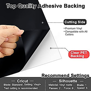 12" x 13FT Black Adhesive Vinyl - Glossy Black Permanent Vinyl with Weeder, Adhesive Vinyl Roll for Cricut & Other Cutters, PET Backing Never Residue Easier Weed Waterproof Vinyl Home Decor Car Decal