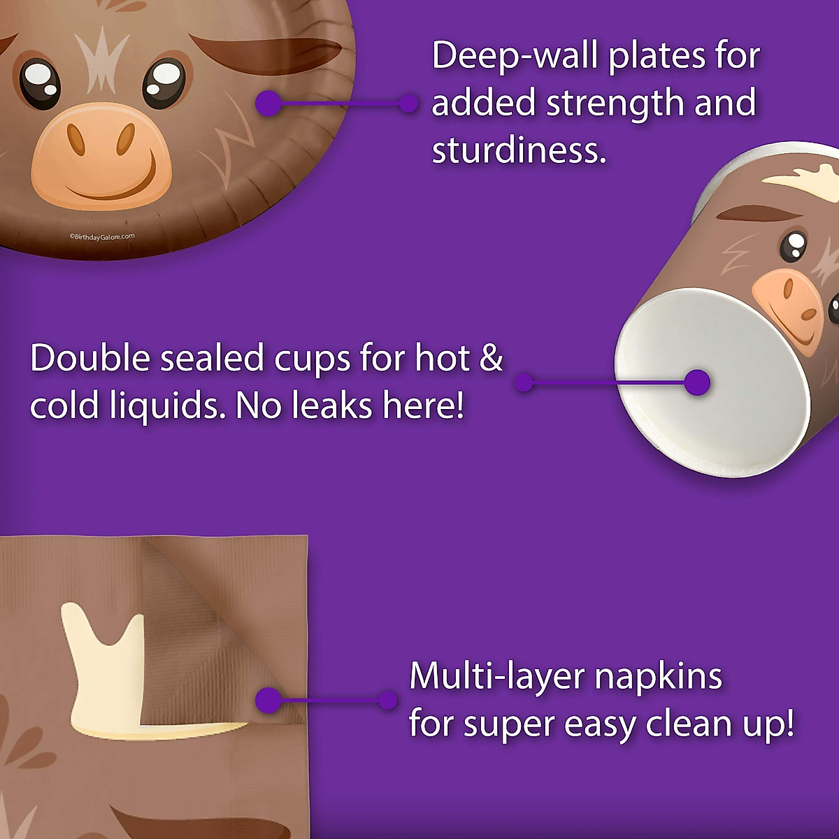 Moose Birthday Party Supplies Set Plates Napkins Cups Tableware Kit for 16