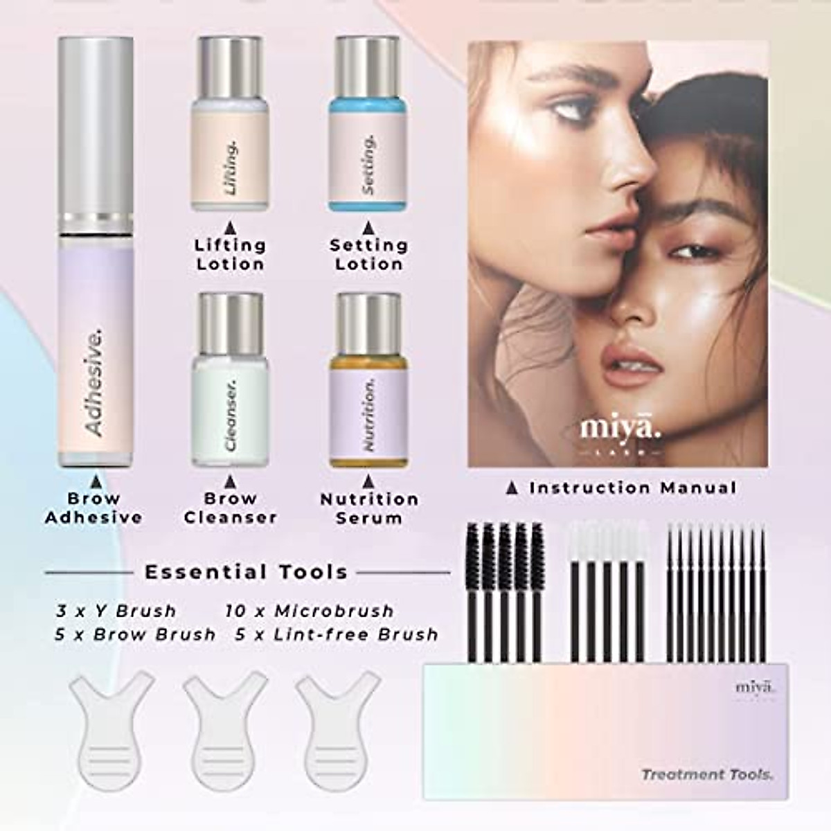 MIYA LASH | Brow Lamination Kit | Professional Eyebrow Lamination with Keratin | DIY Eye Brow Lift Kit | Fuller, Thicker Brows for 6 weeks | Includes Easy to Use Instruction, Treatment Tools & Brushes