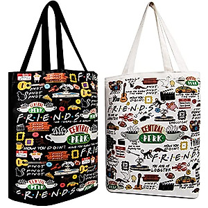Abctec Friends TV Show Merchandise Tote Bags 2 Pack Large Reusable Grocery Cotton Shoulder Bag Handbag Craft Canvas Bag Friendship Gifts for Friends Fan/Women/Men /Birthday/Christmas Gifts Ideas