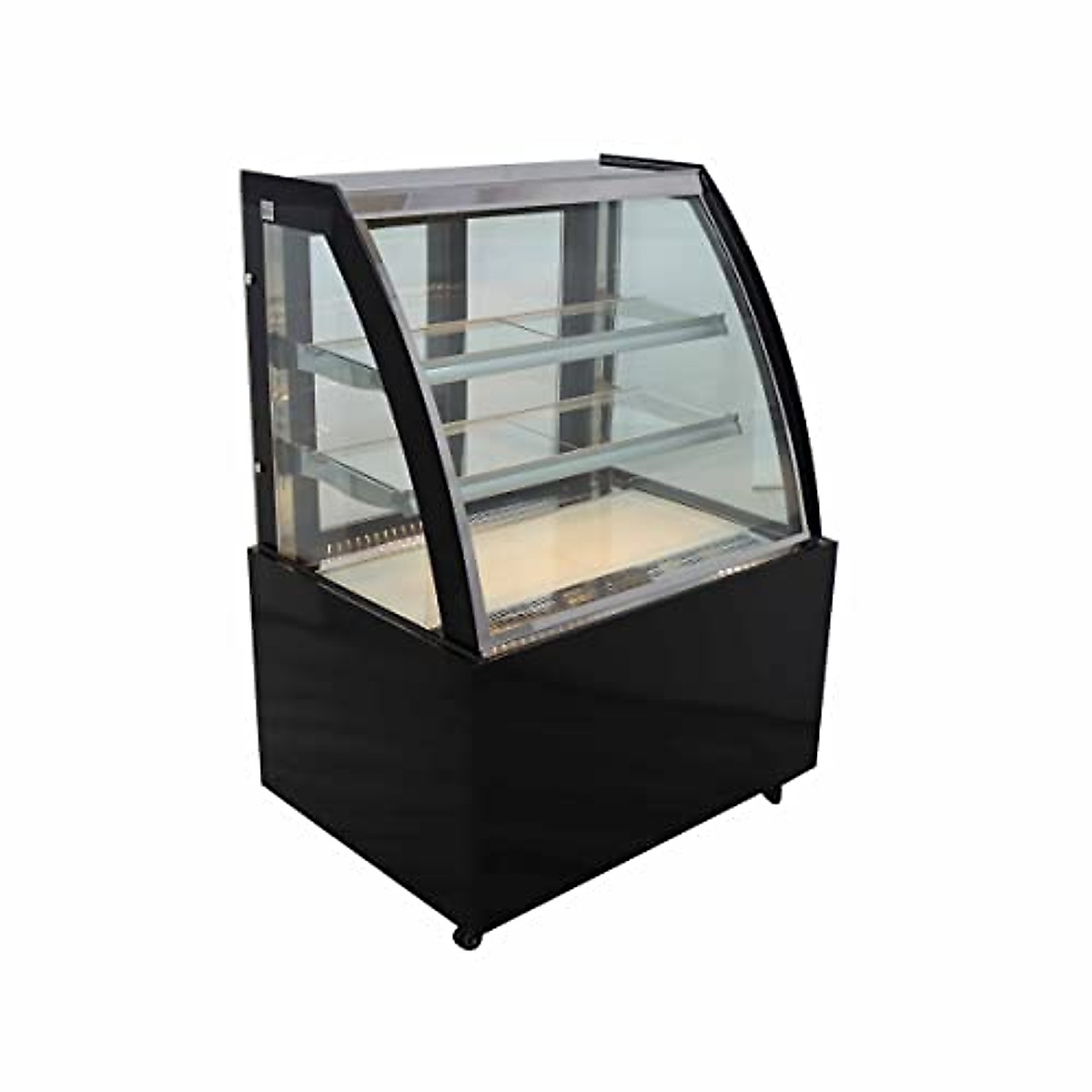 INTSUPERMAI Floor Standing Refrigerated Cake Showcase 35inch Commercial Bakery Cabinet Glass Refrigerated Cake Pie Showcase Bakery Display Case Arc Back Door 220V