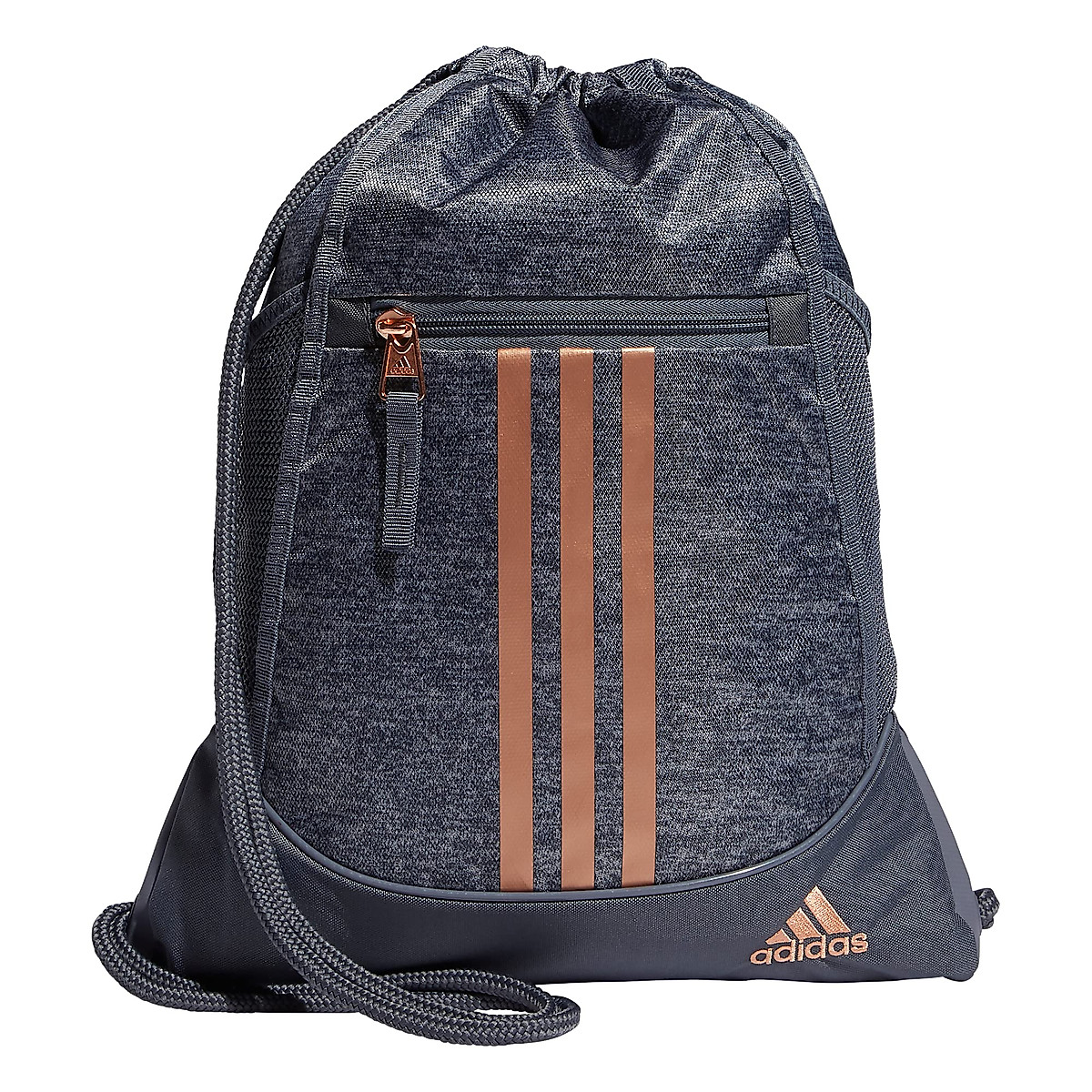 adidas Alliance II Sackpack, Drawstring, Lightweight Small Gym Bag for Women, Soccer Backpack, Jersey Onix Grey/Rose Gold, One Size